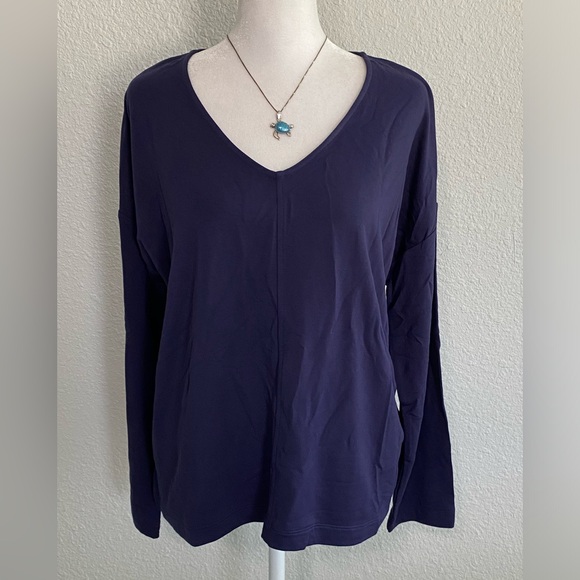 J. Jill | Tops | Nwt Jjill Purejill Ecoterry Top Midnight Blue Womens Sz Mp V Neck Long Sleeve ...